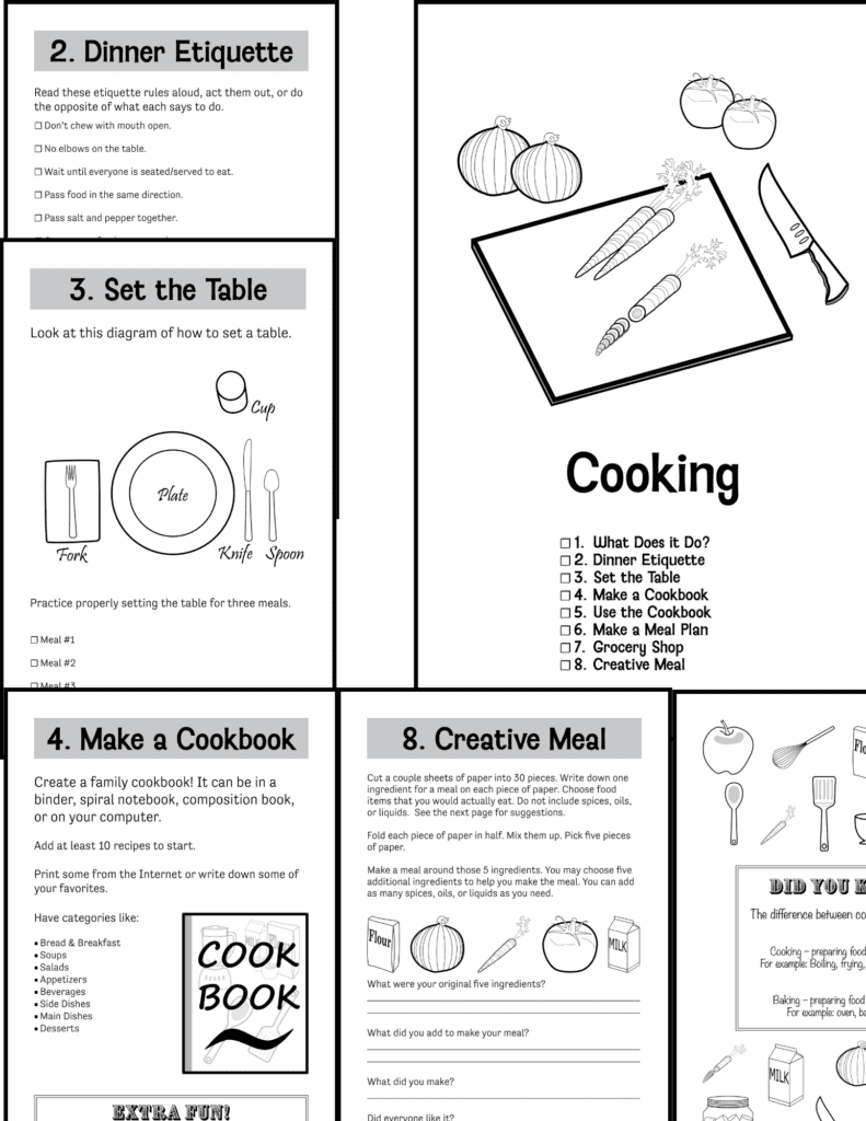 Cooking with Your Kids - Printable - Learning Activities for the Whole ...
